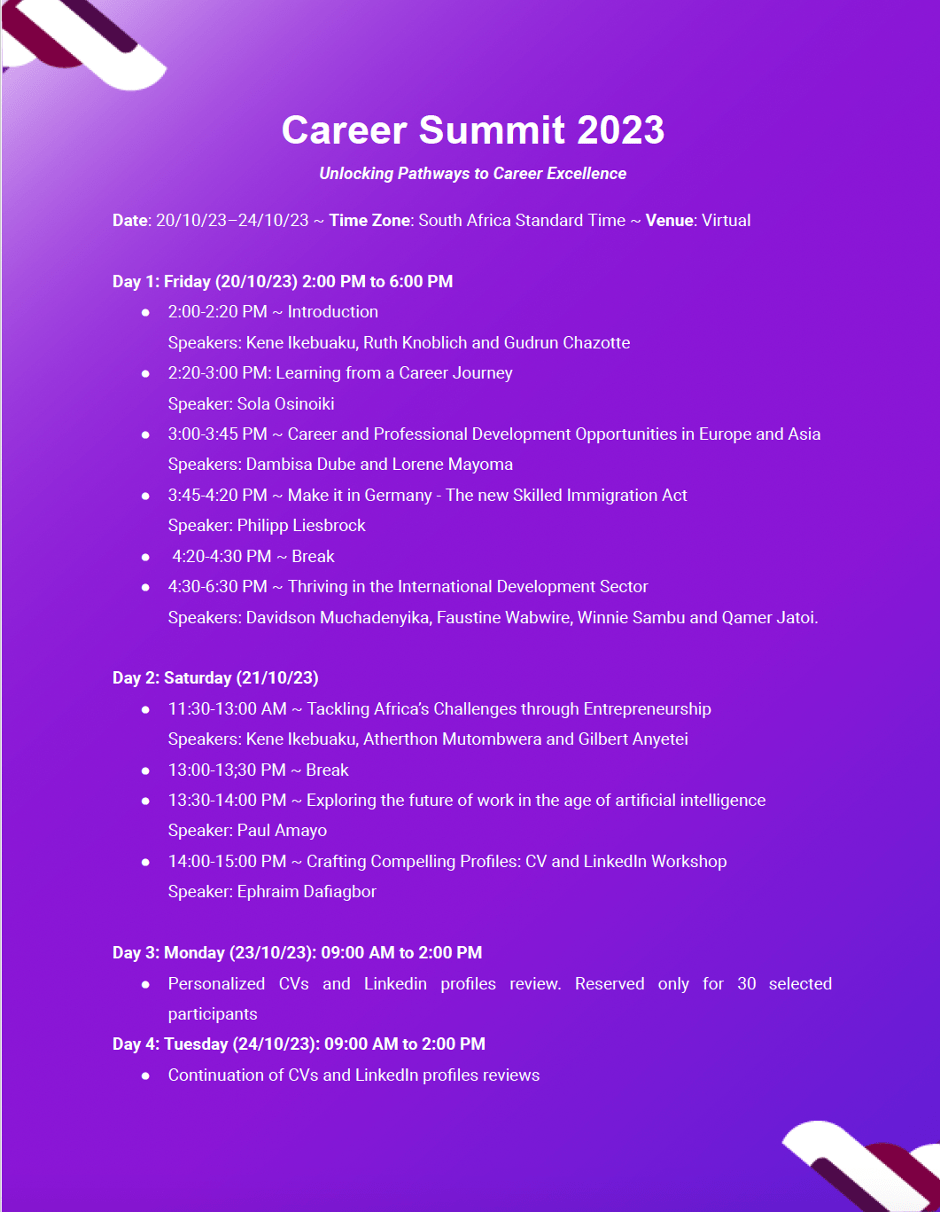Invitation to Career Summit 2023